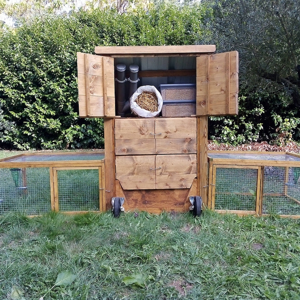 🐔 Poulailler mobile "Le Festin" (double parc) - POULES CITADINES